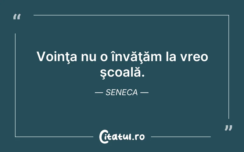 Voinţa nu o învăţăm la vreo şcoală. Seneca ... - Citatul.ro